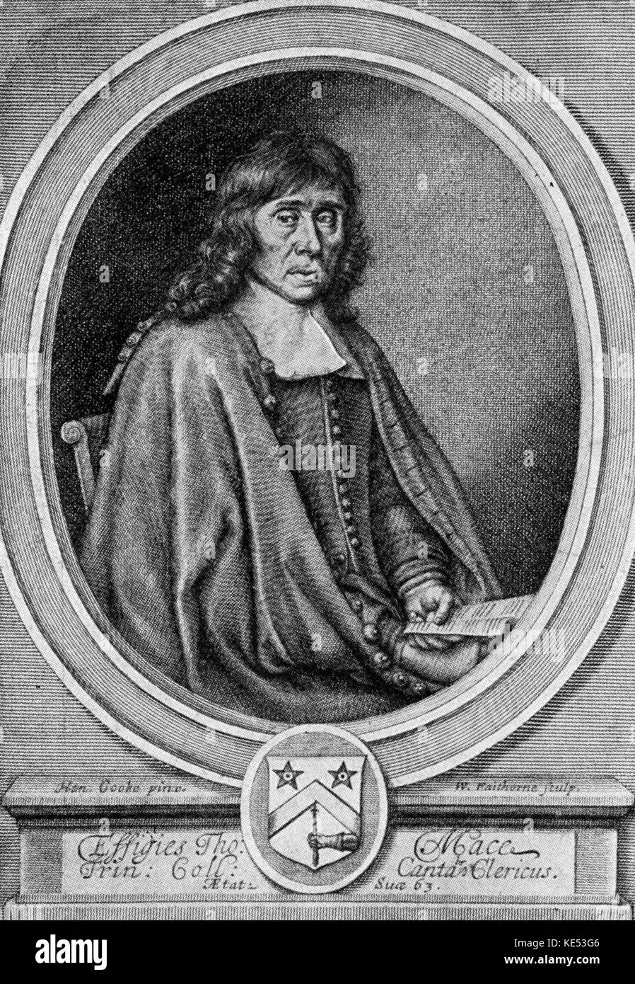 Thomas Mace, Engraving by William Faithorne. English singer at Trinity ...