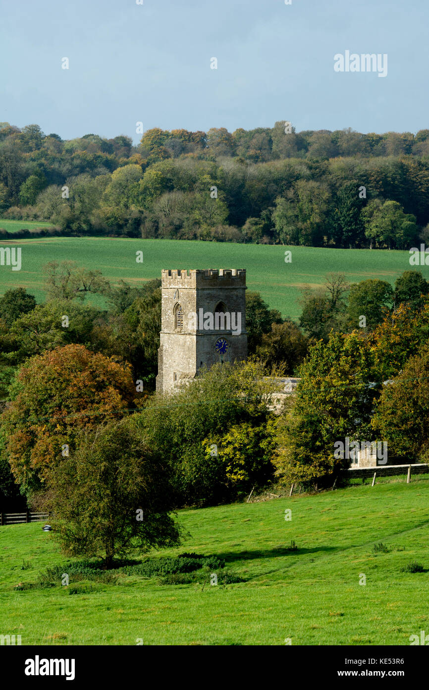 A view in autumn with St. Mary`s Church, Upper Heyford, Oxfordshire ...