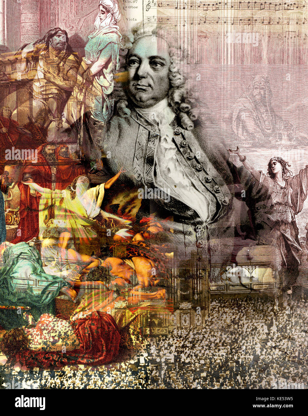 Georg Frideric Handel collage by Oscar Vila . . German composer, 3 ...