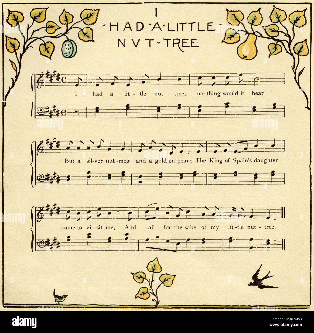 I had a little nut tree, nursery rhyme score, illustration (1877) by ...