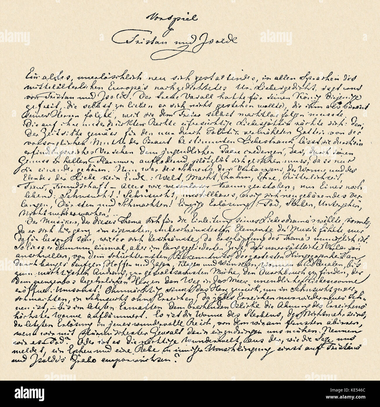 Richard Wagner 's Tristan und Isolde. Handwritten letter from Wagner to ...
