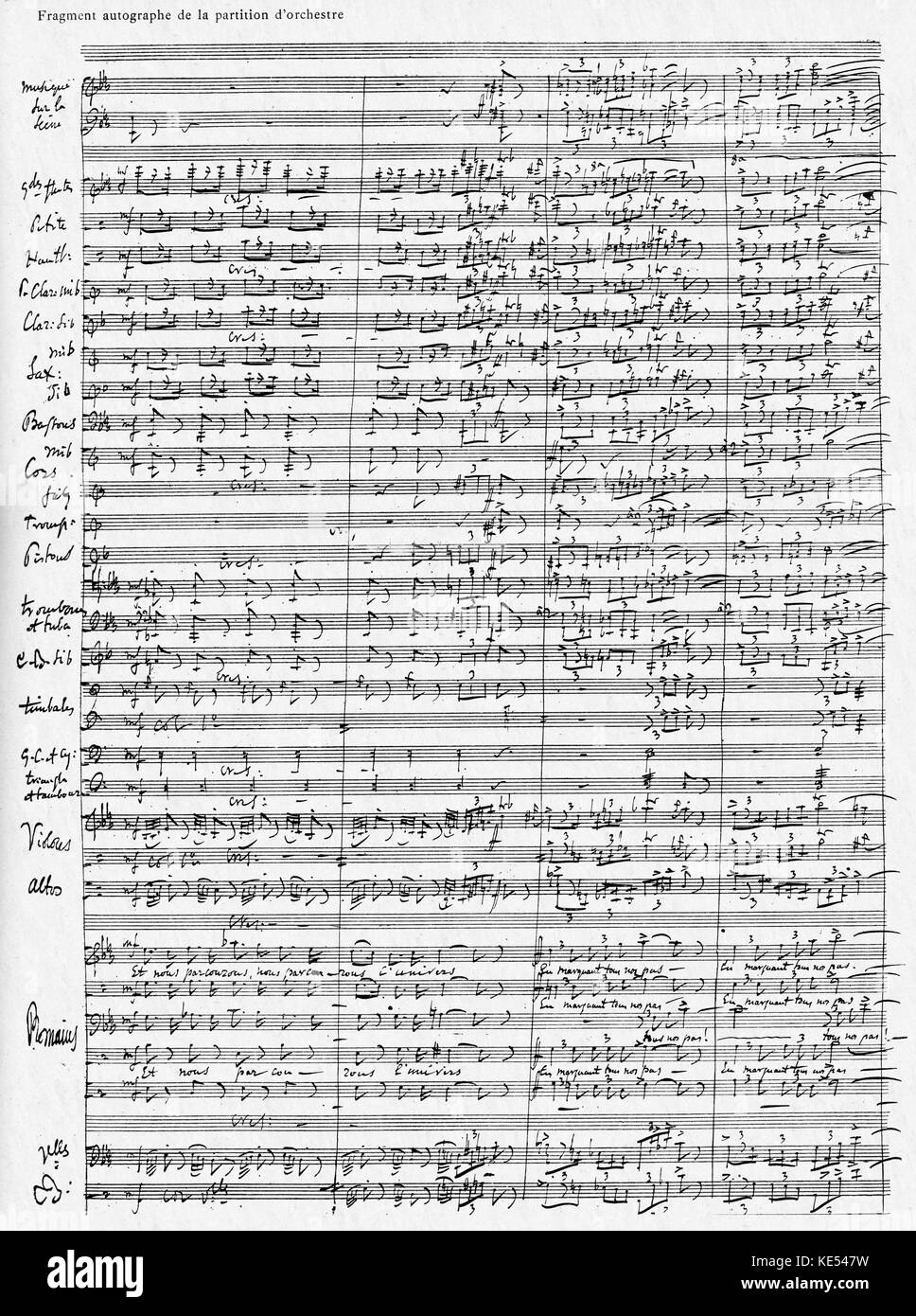 'Le Festin' notation 'Le Festin' score from Act III of 'Hérodiade', the ...