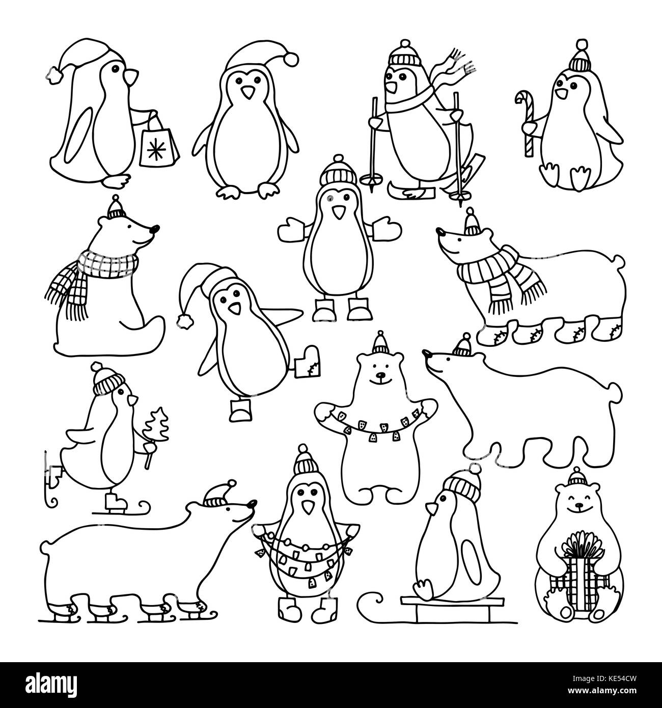 Vector set of different icons of polar bears and penguins Stock Vector ...