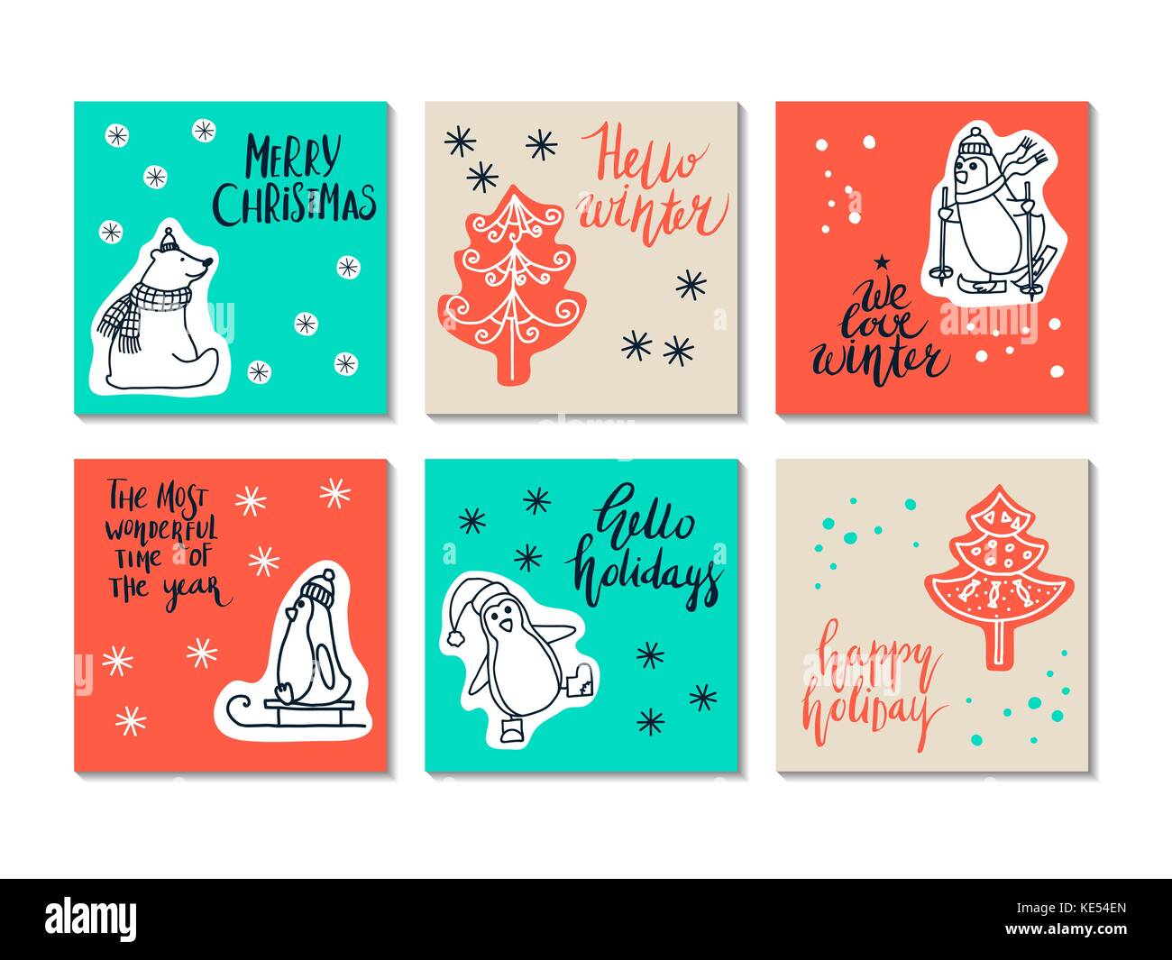 Vector set of merry christmas cards Stock Vector Image & Art - Alamy