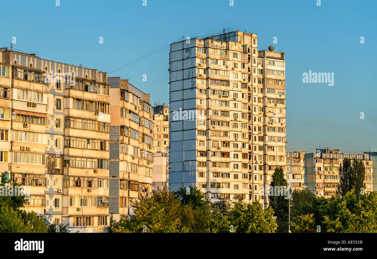 Soviet-era residential buildings in Troieschyna, a large neighborhood ...