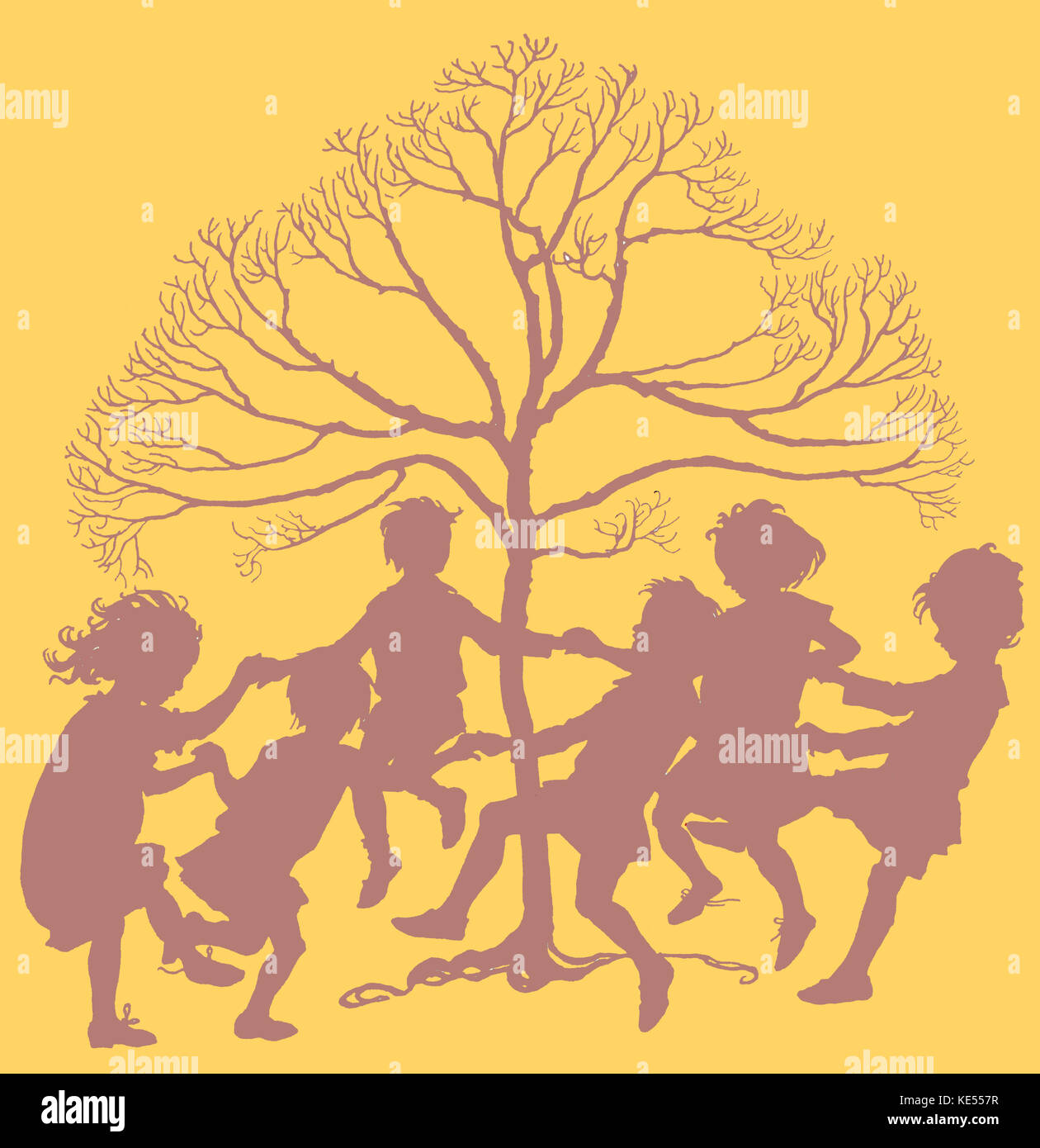 Here we go round the mulberry bush - nursery rhyme. Illustration by ...