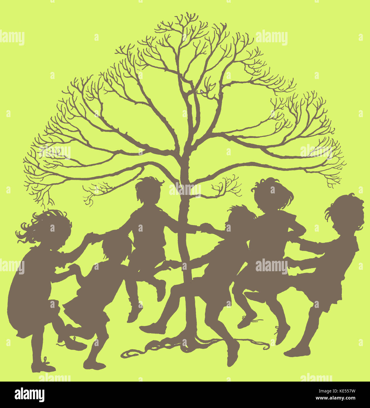 Here we go round the mulberry bush - nursery rhyme. Illustration by ...