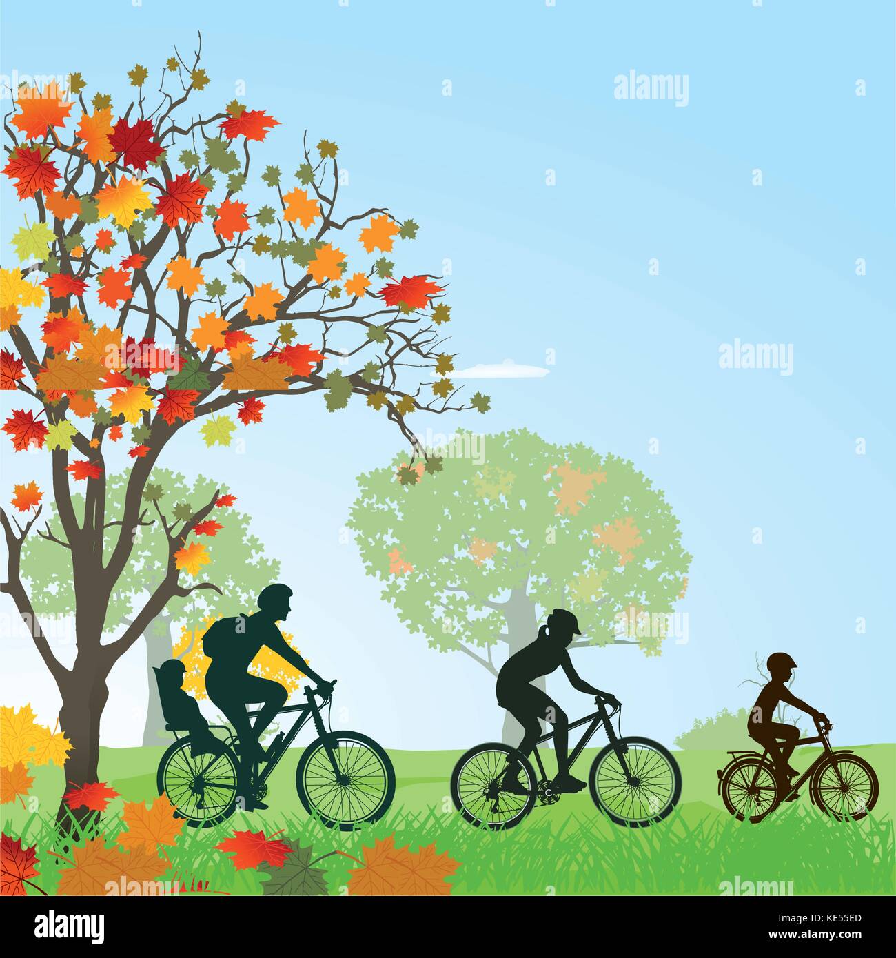 Family trip bike Stock Vector Images - Alamy