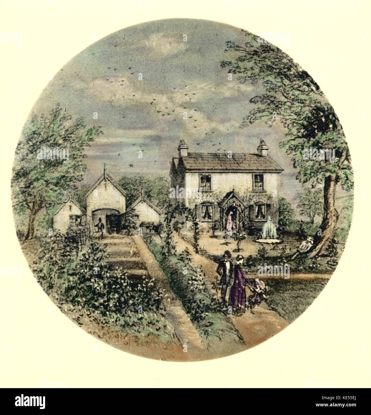 Edward Elgar birthplace as it looked in 1850, from a drawing, c.1900 ...