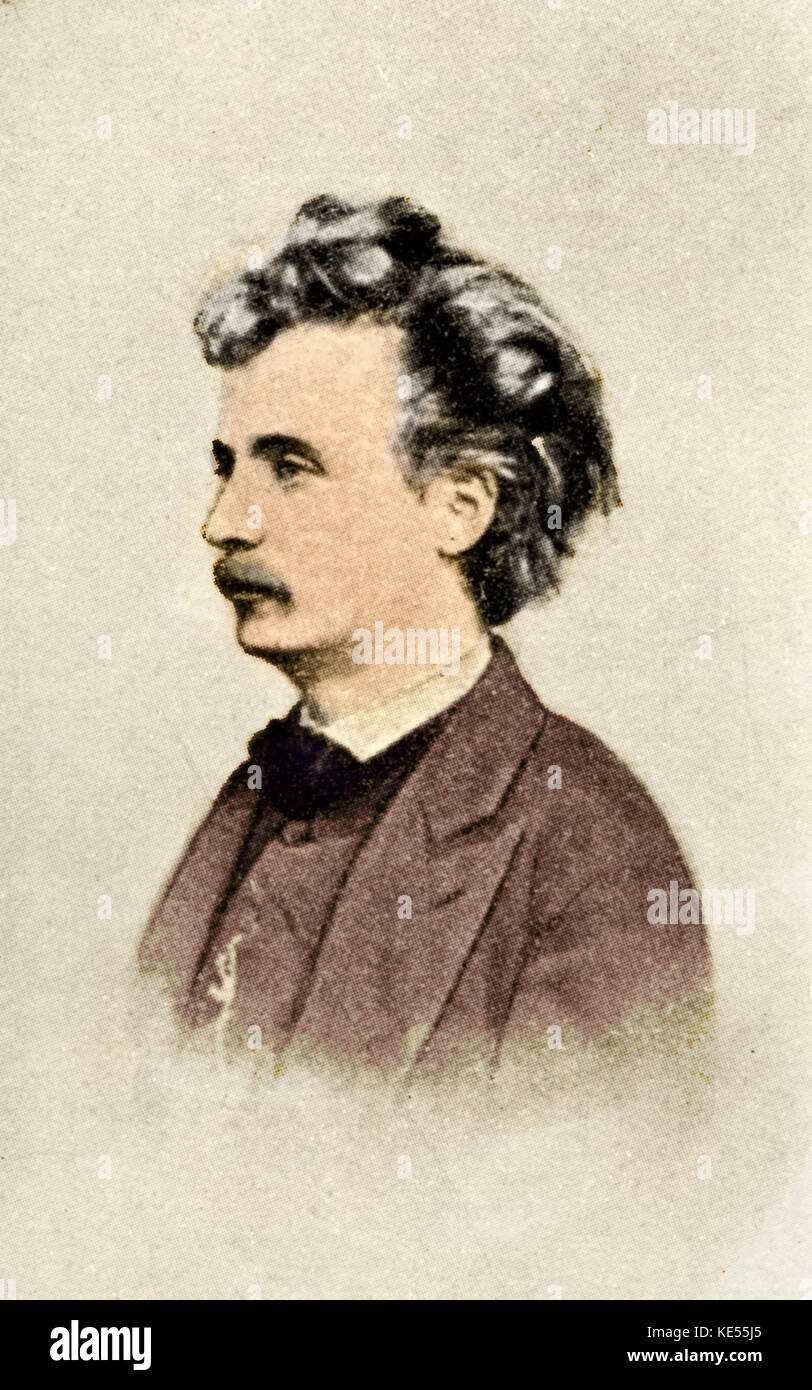 Edvard GRIEG in 1872 Norwegian composer (1843-1907). Colourised version ...