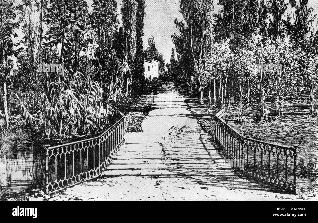 Garden at Villa Verdi at Sant' Agata, Piacenza, Italy. Villa which ...