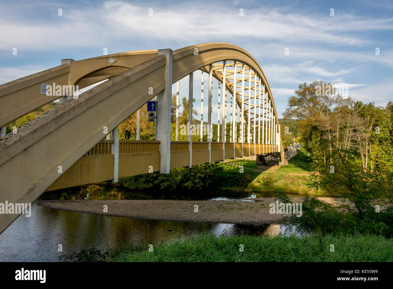 Typical Auzon bridge on river Auzon. Haute Loire department. Auvergne ...