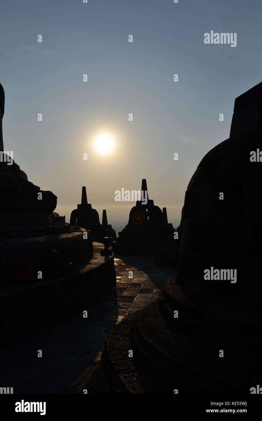 Closer walk to Borobudur, the biggest Buddhist temple in the world. An ...