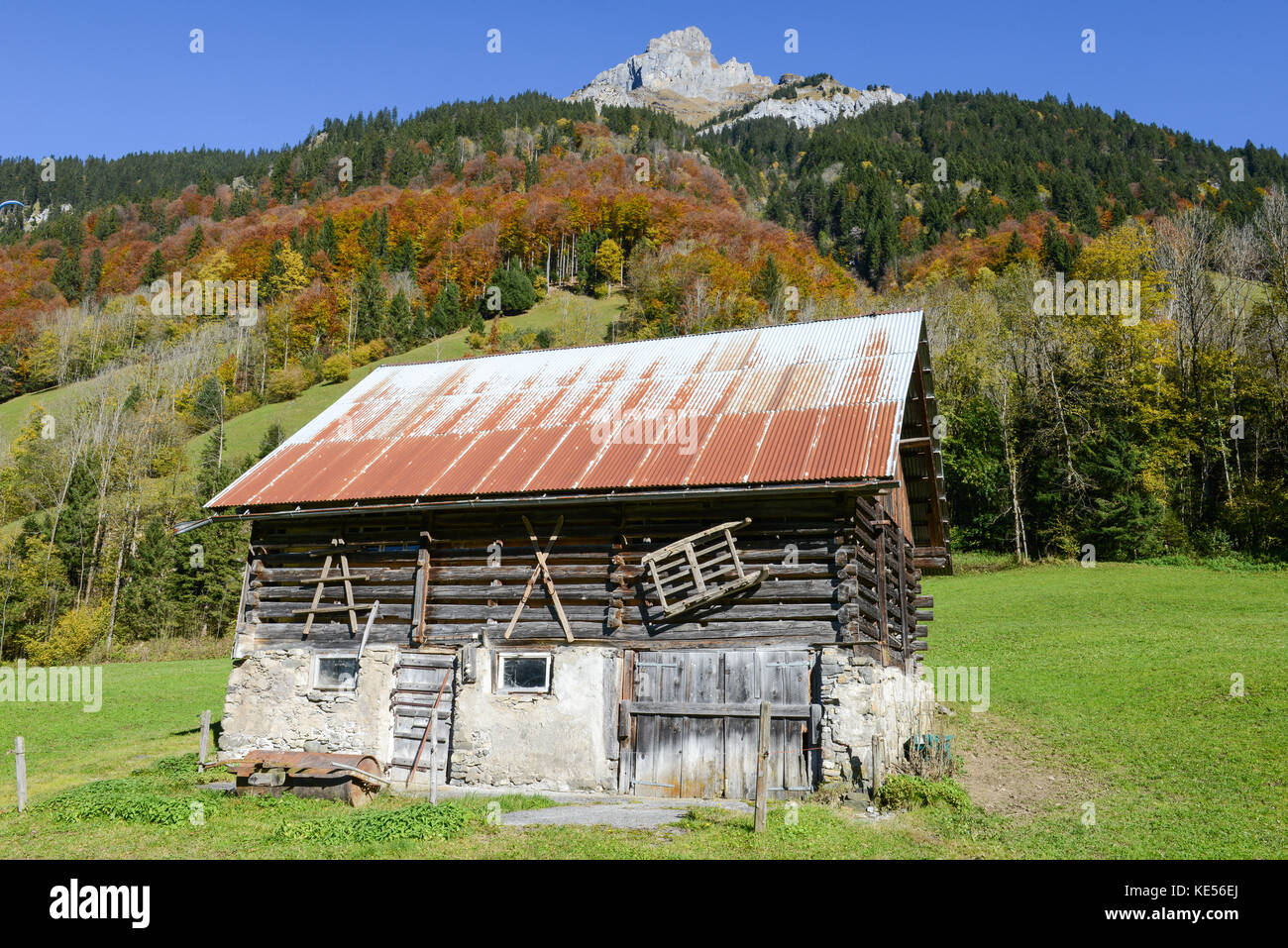 Rural autumn landscape at the village of Engelberg on Switzerland Stock ...
