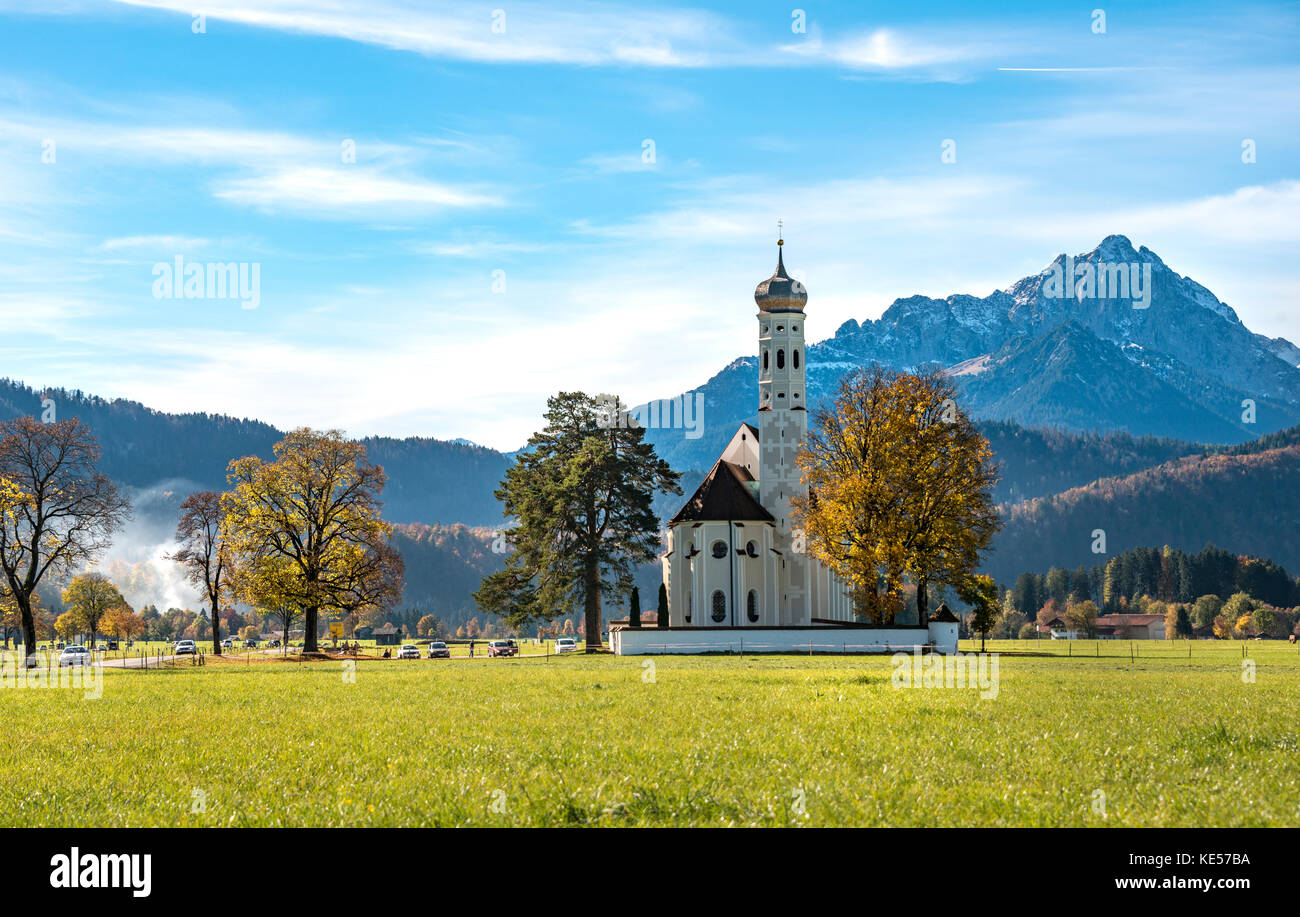 Pilgrimage church St. Coloman in autumn, Schwangau, Füssen, Ostallgäu ...