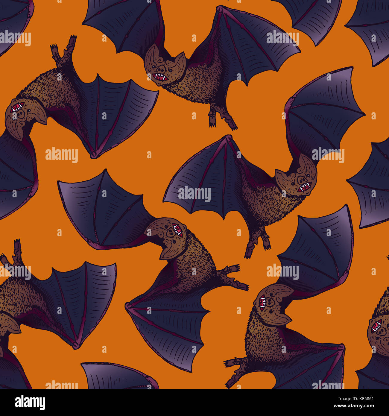 Bats, hand drawn doodle, sketch in pop art style, seamless pattern ...