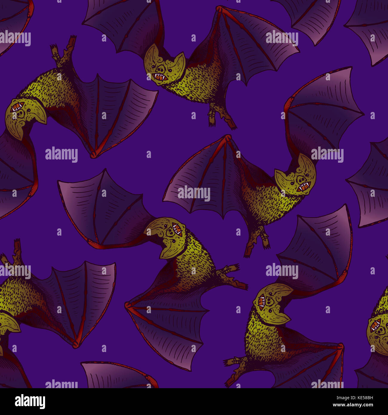 Bats, hand drawn doodle, sketch in pop art style, seamless pattern ...