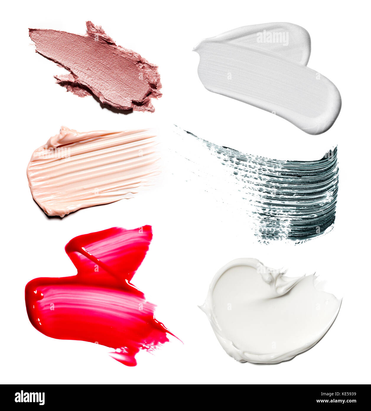 smear paint of cosmetic products on a white background Stock Photo - Alamy