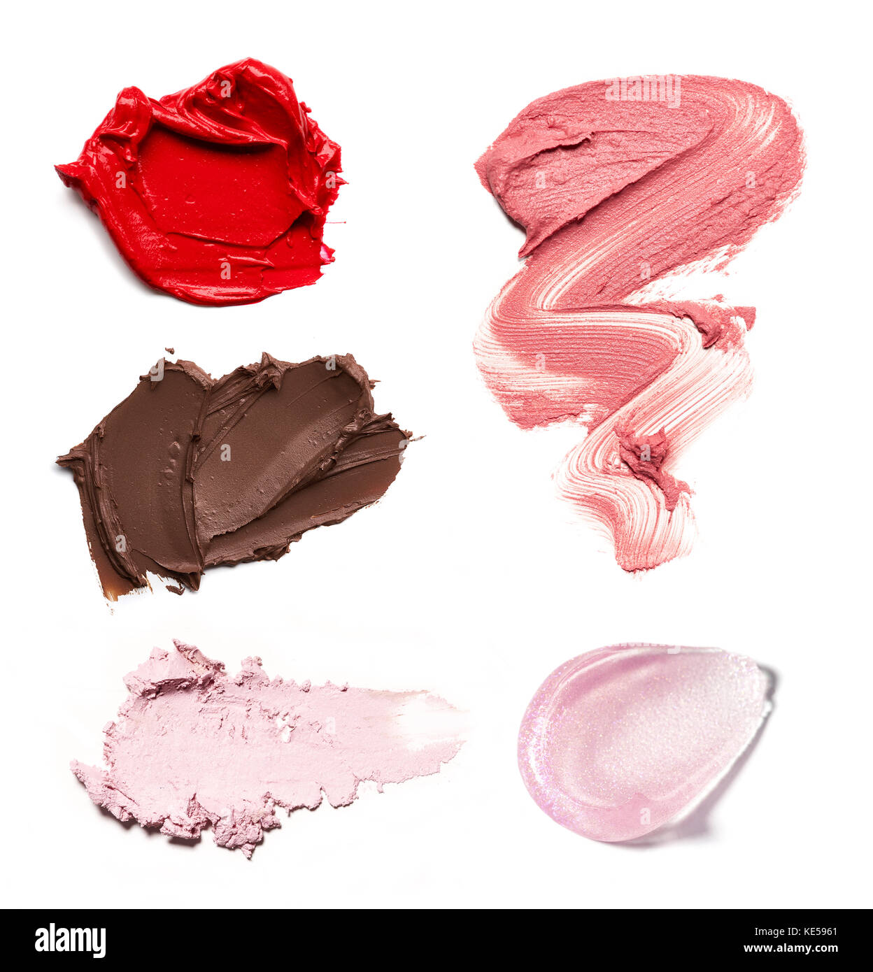 smear paint of cosmetic products on a white background Stock Photo - Alamy