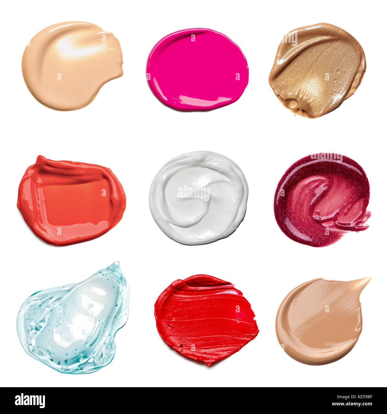 smear paint of cosmetic products on a white background Stock Photo - Alamy