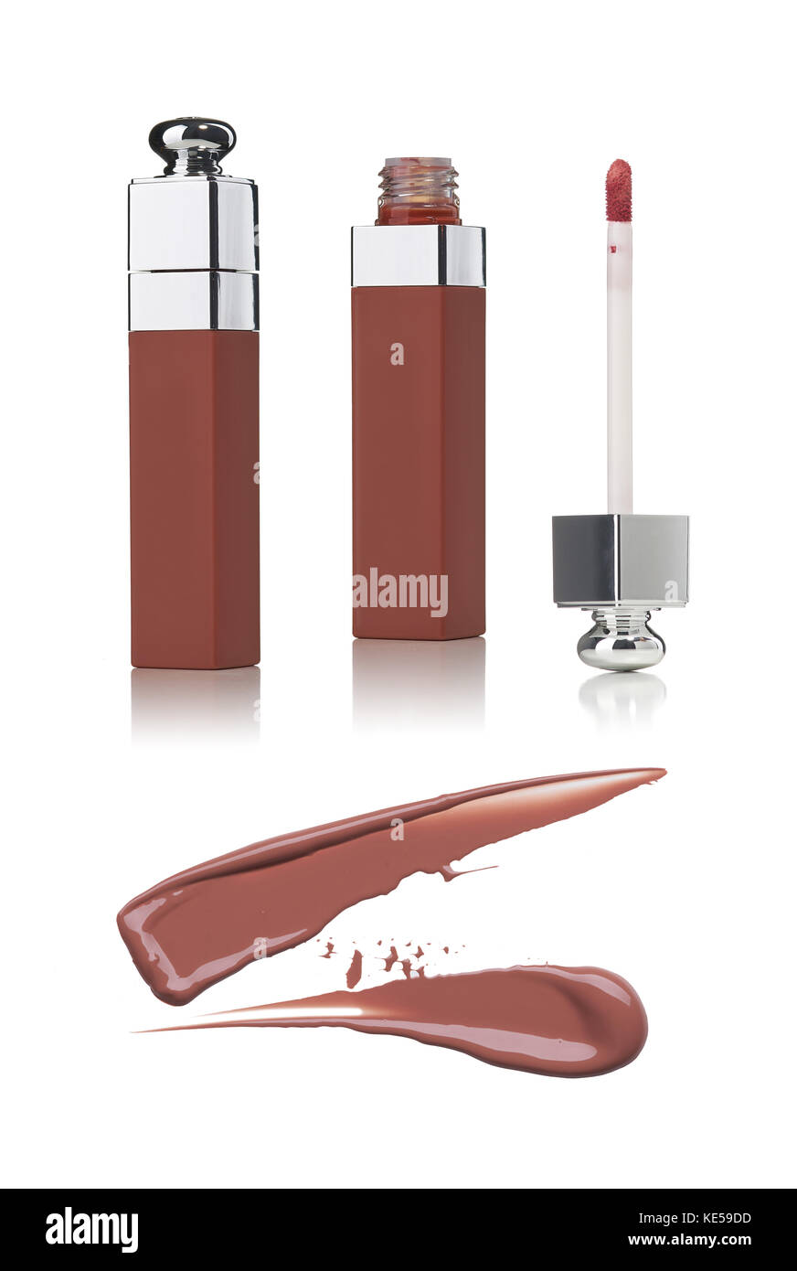 Compilation from liquid lipstick with a single color swipe Stock Photo ...