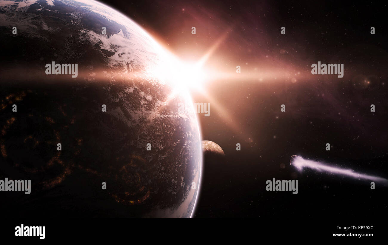 A comet is heading toward Earth and impact is imminent Stock Photo - Alamy