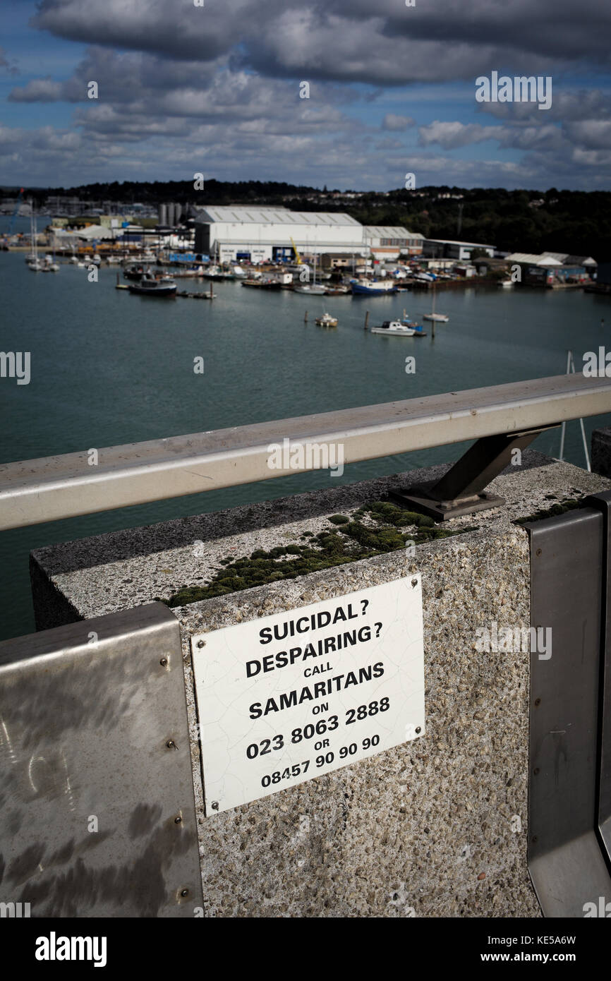 Samaritans sign on Itchen Bridge in Southampton Hampshire offering a ...