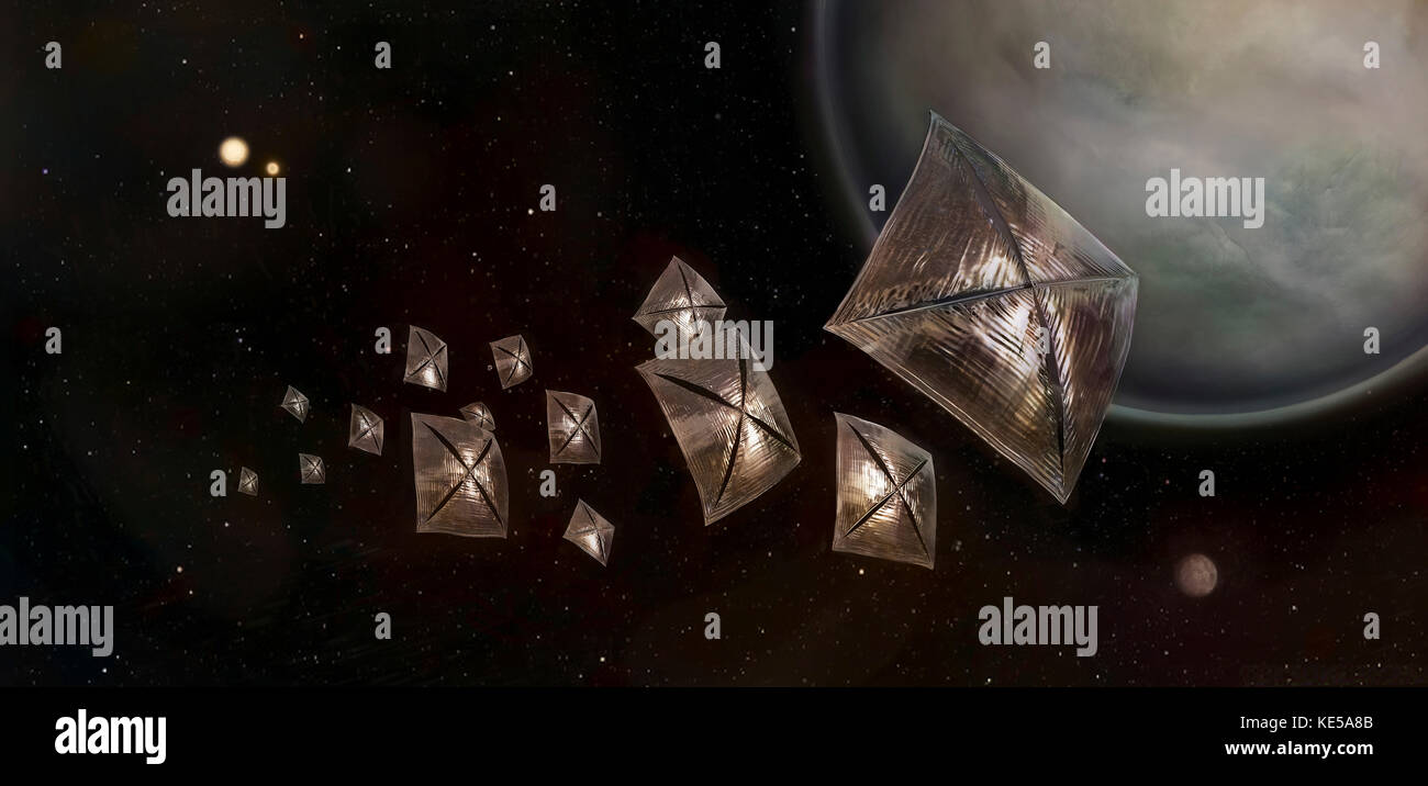 Illustration of future lightsail spacecraft studying the Alpha Centauri ...