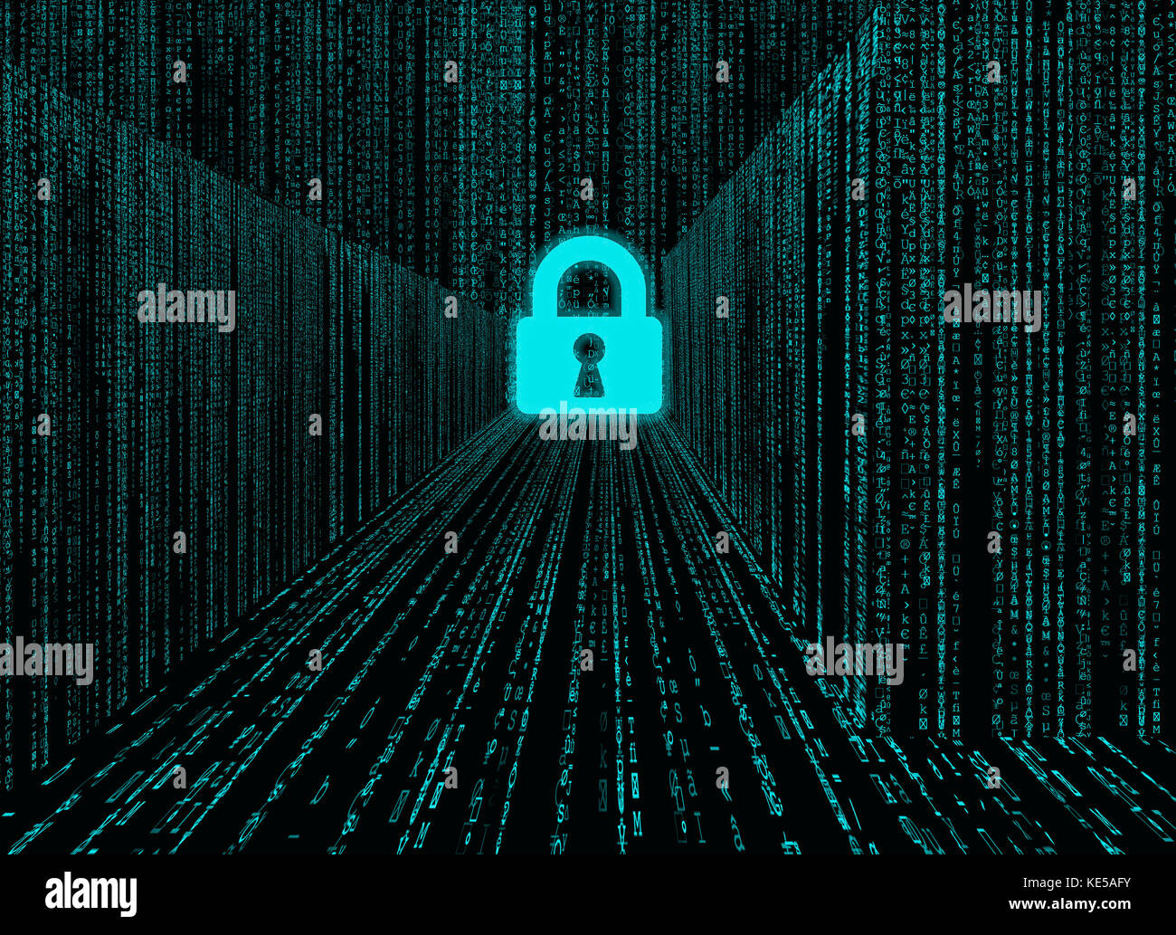 matrix style cyber corridor as big data storage Stock Photo - Alamy
