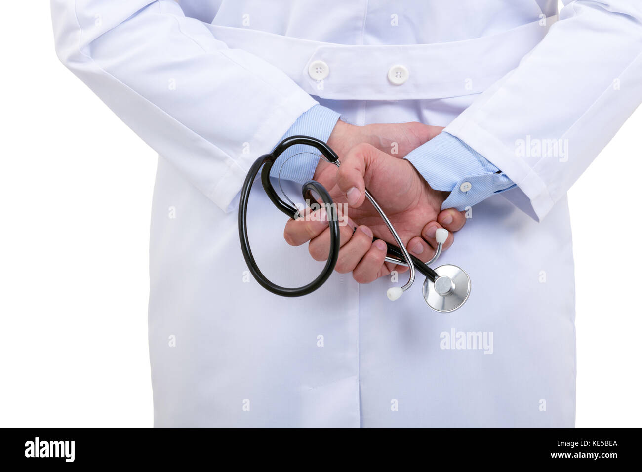 Doctor with a stethoscope in the hands behind the back Stock Photo - Alamy