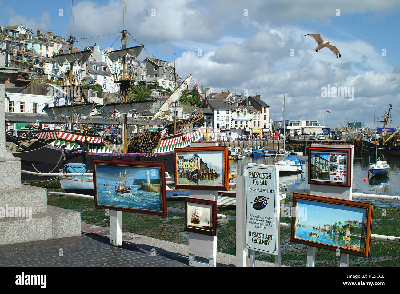 Art Gallery and Replica of Golden Hind in Brixham marina, Devon ...