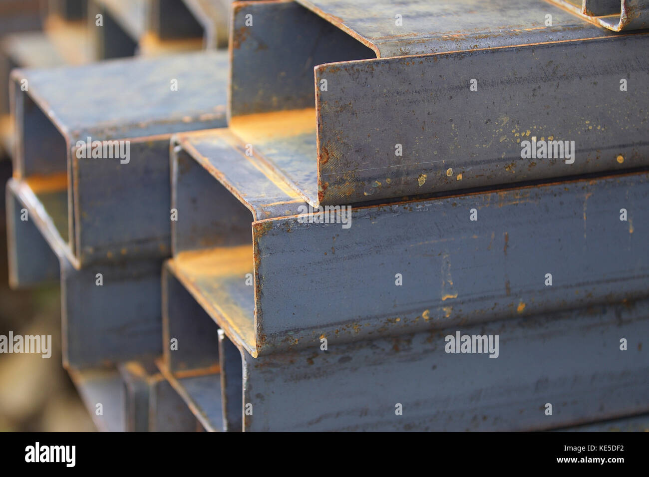 Metal profile channel in packs at the warehouse of metal products ...