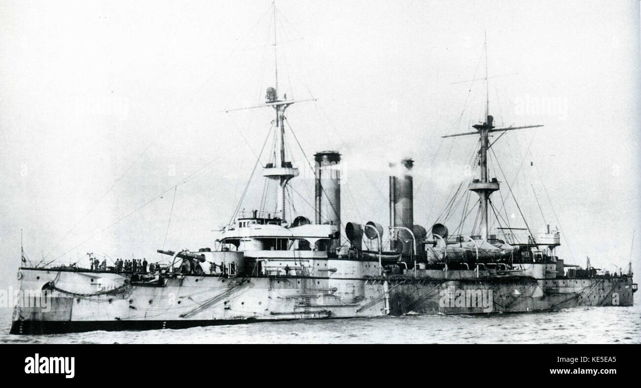 Japanese cruiser Asama on completion Stock Photo - Alamy