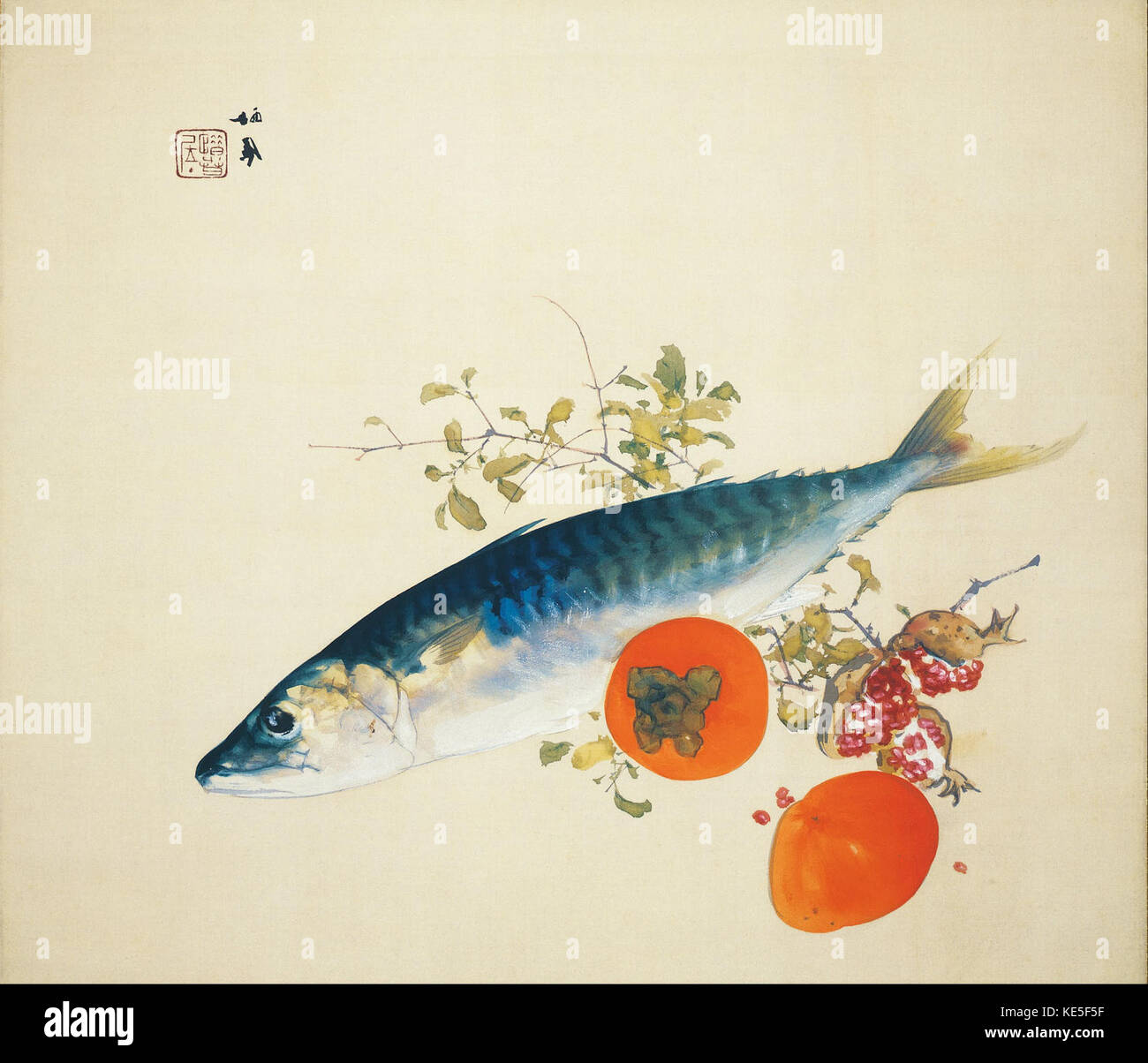 Takeuchi Seiho Autumn Fattens Fish and Ripens Wild Fruits Stock Photo ...