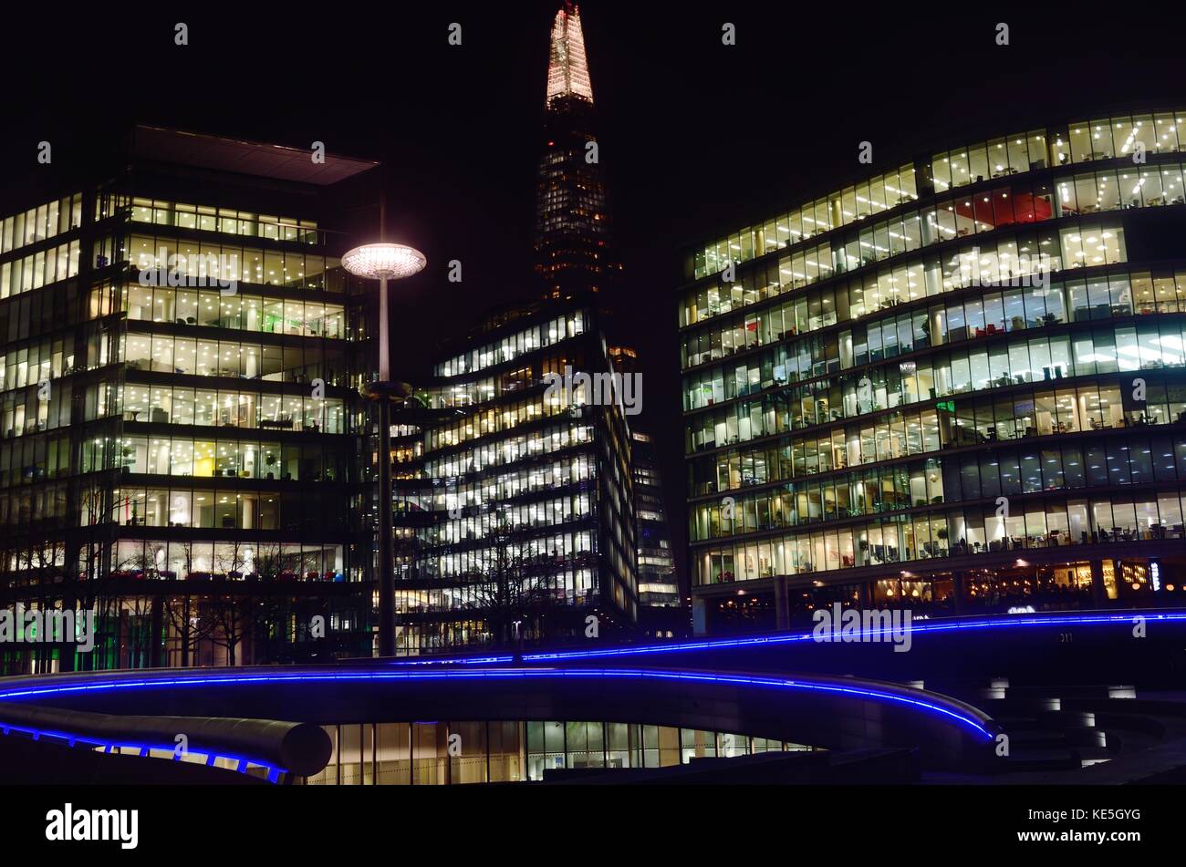 Modern City Buildings by Night Stock Photo - Alamy