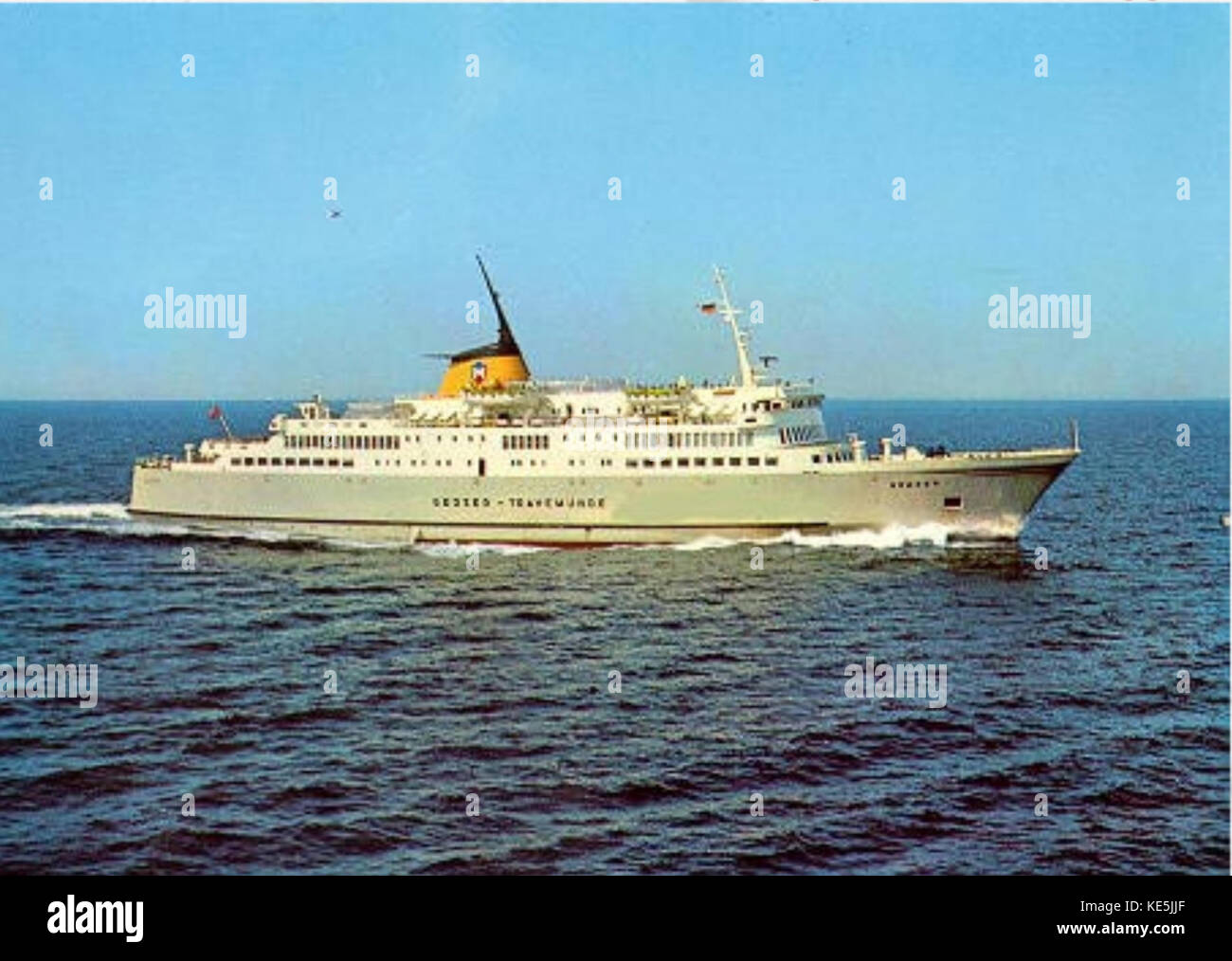 This image features a scene from Gedser, Denmark, in 1968, showcasing ...