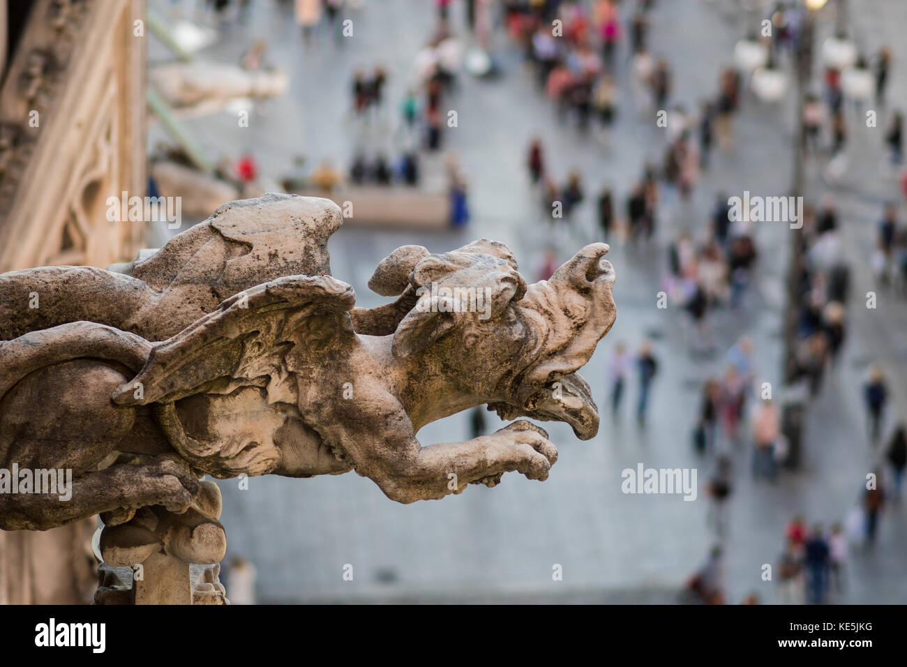 Gargoyle, view from the roof of the Cathedral of Duomo in Milan Stock ...