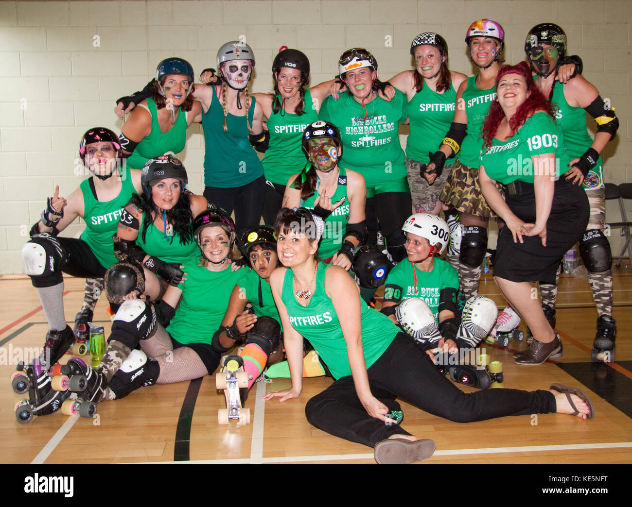 Roller derby skaters from various leagues competing as The Spitfires ...