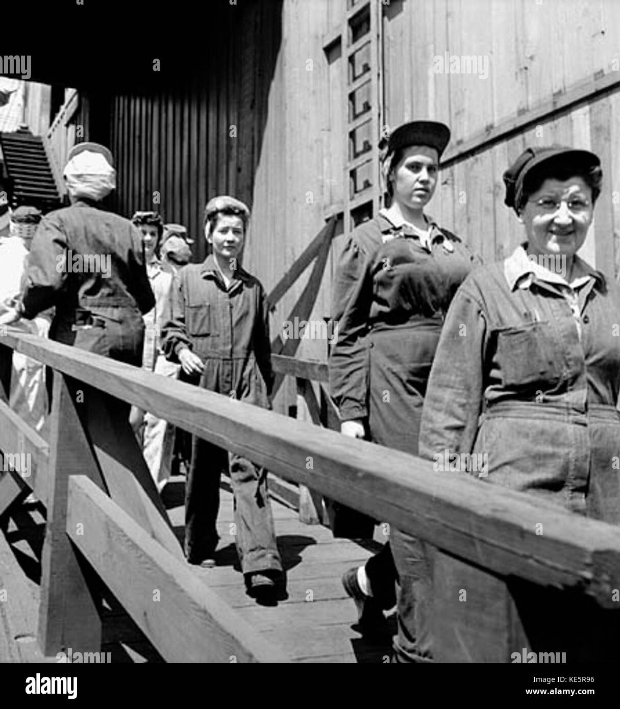 Female shipyard returning to work Stock Photo - Alamy