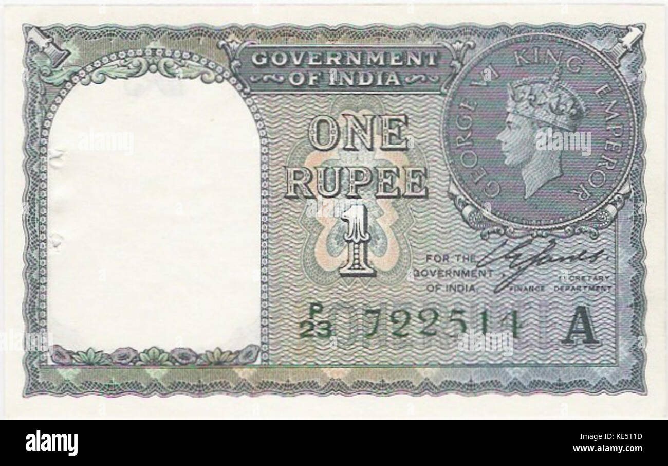 Old 1 rupee note hi-res stock photography and images - Alamy