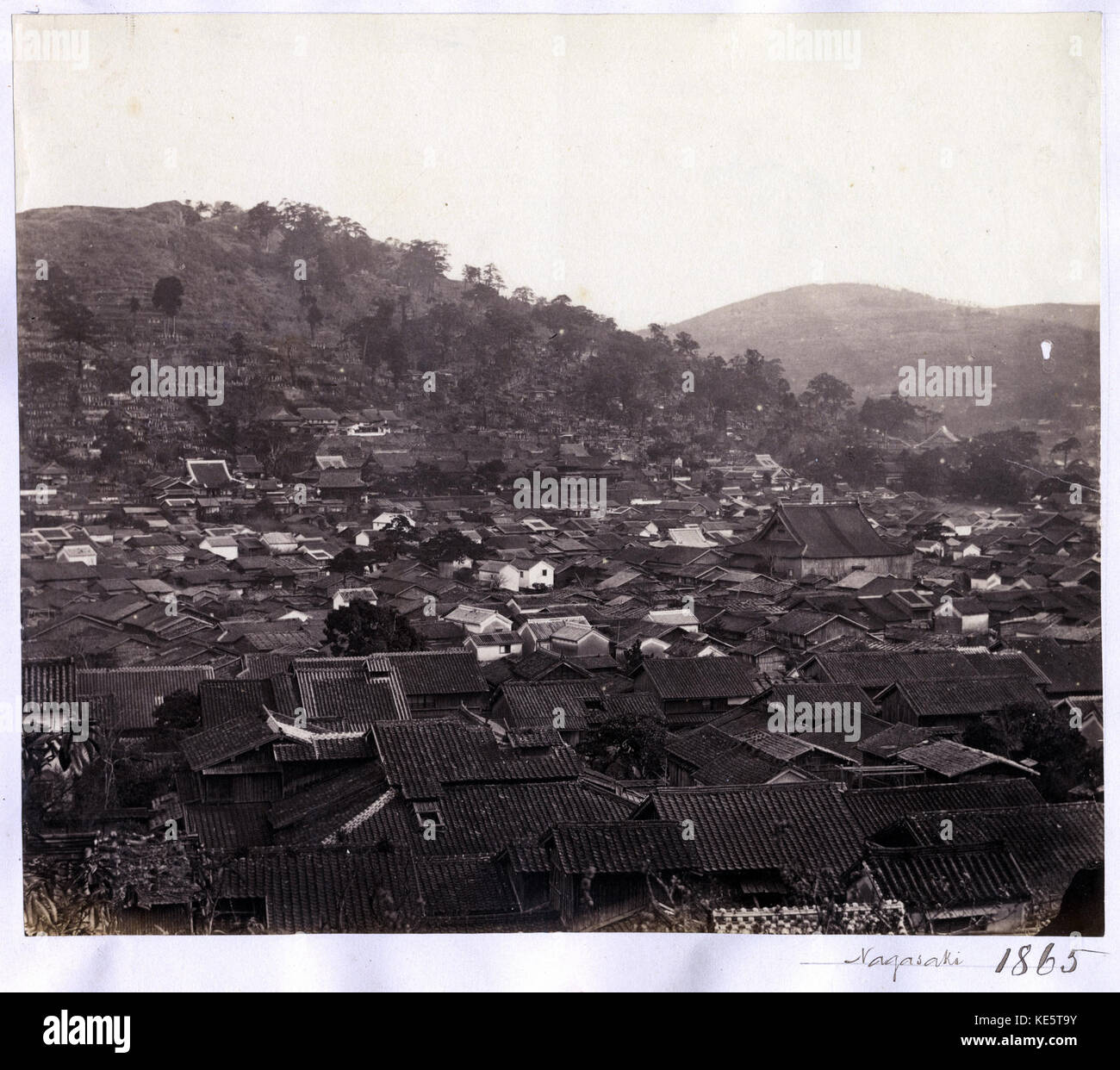 This photograph captures the city of Nagasaki, Japan, in 1865 ...