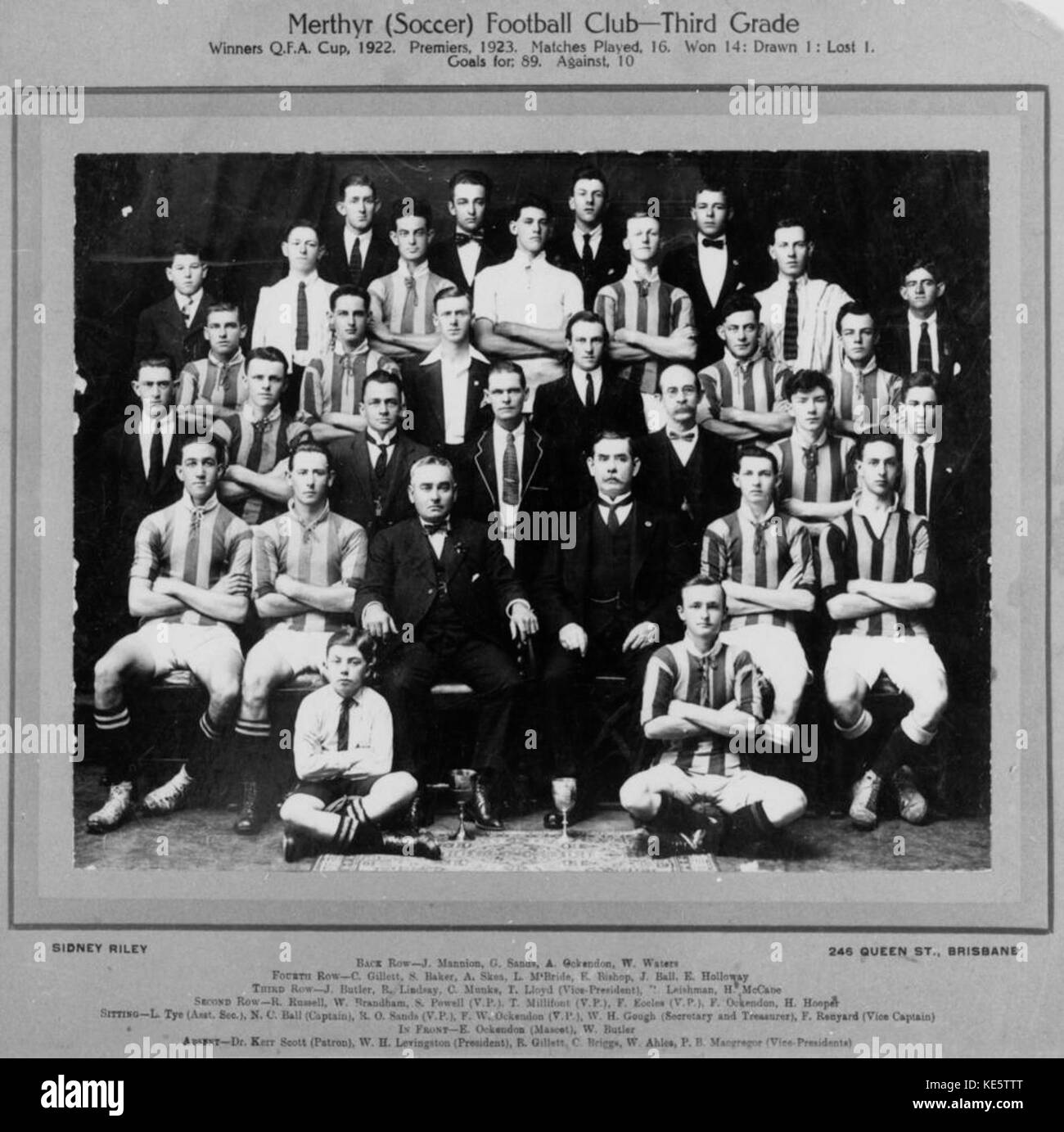This image shows the Merthyr Football Club's Third Grade team, winners ...
