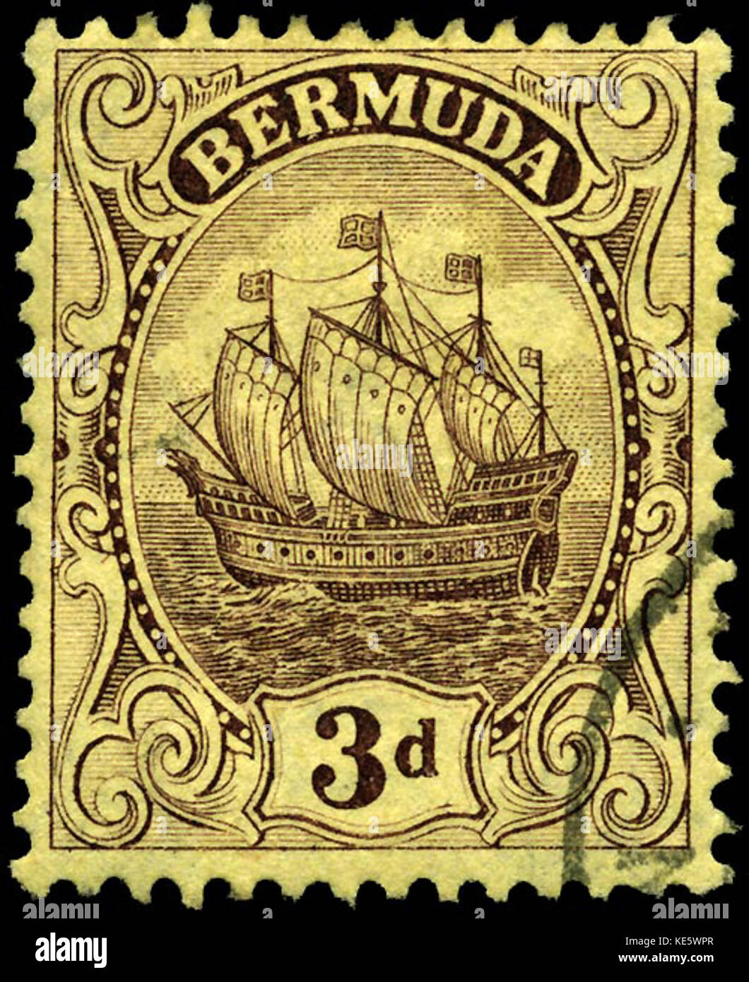 Stamp Bermuda 1910 3p Stock Photo - Alamy