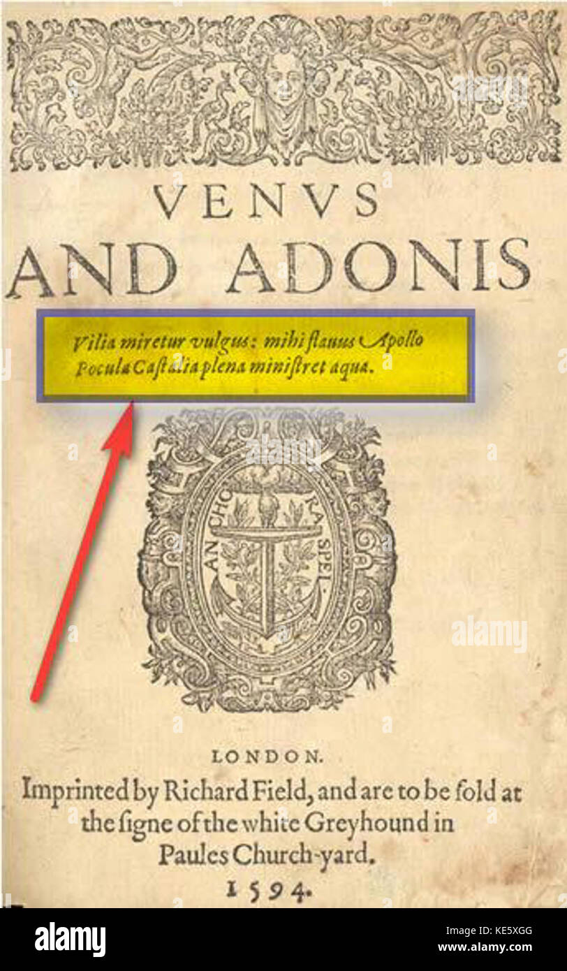 'Venus und Adonis' is a classical work by Ovid, and this Latin front ...