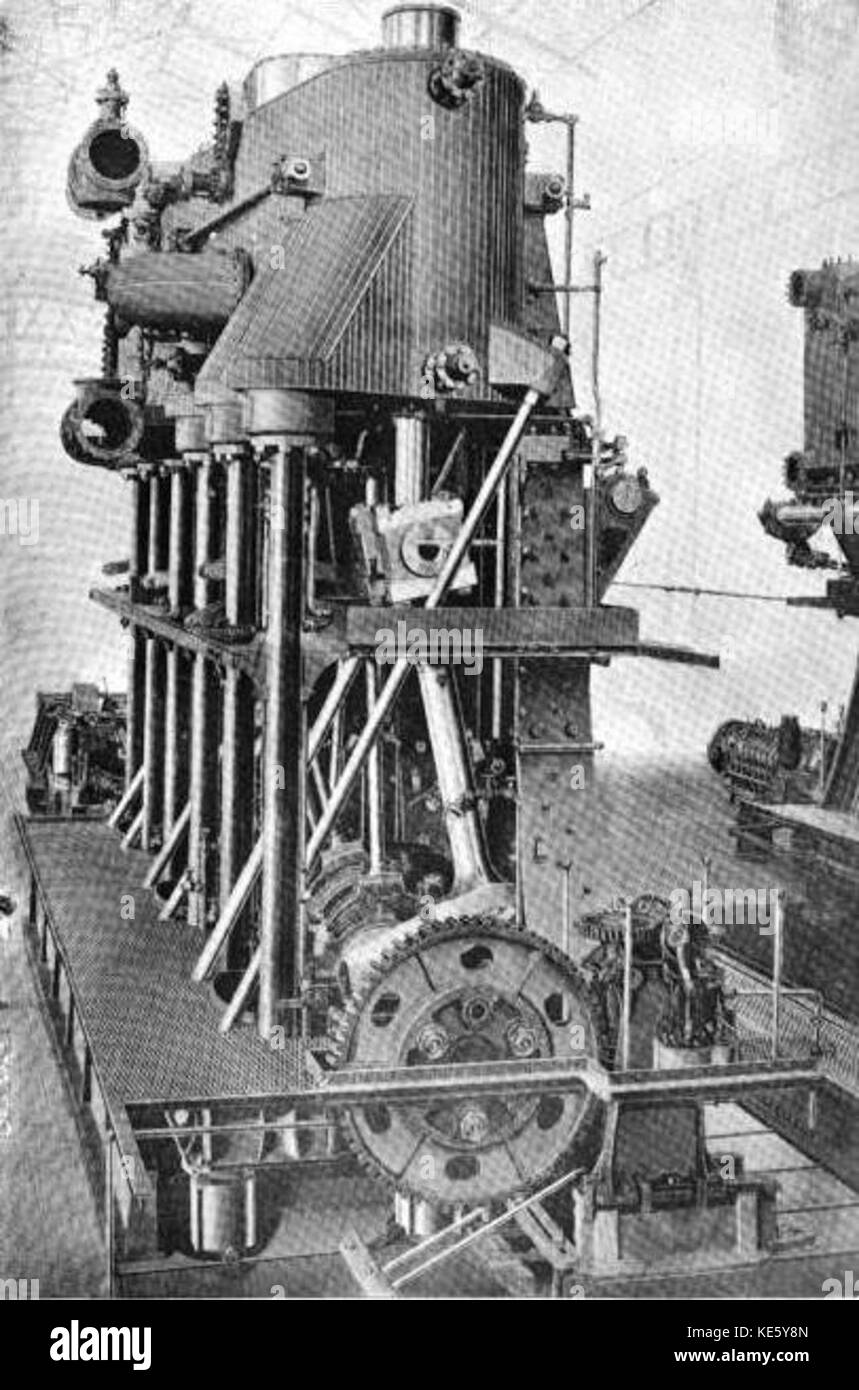 USS Wisconsin (BB 9) engines cropped Stock Photo - Alamy