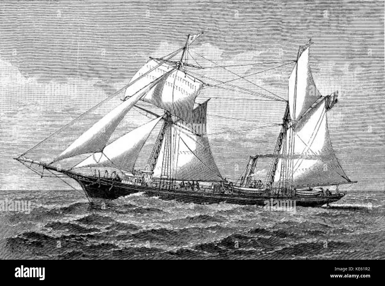 Steamship with Sails Stock Photo - Alamy