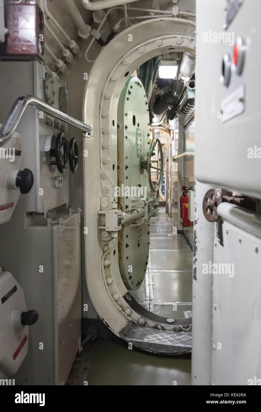 Interior of an old submarine - Limited space and lots of equipment ...