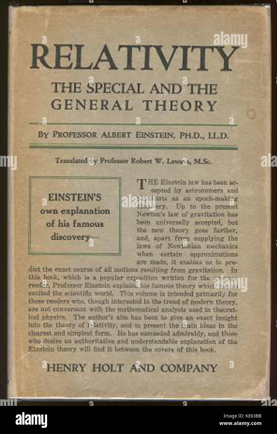 The original 1920 English publication of the paper Stock Photo - Alamy