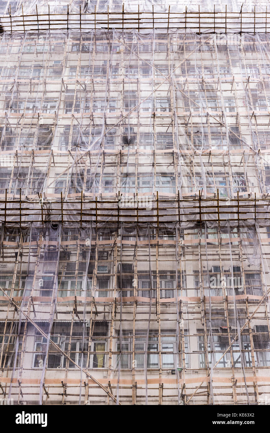 Traditional way of scaffold is to use a hundred of bamboo to weave ...