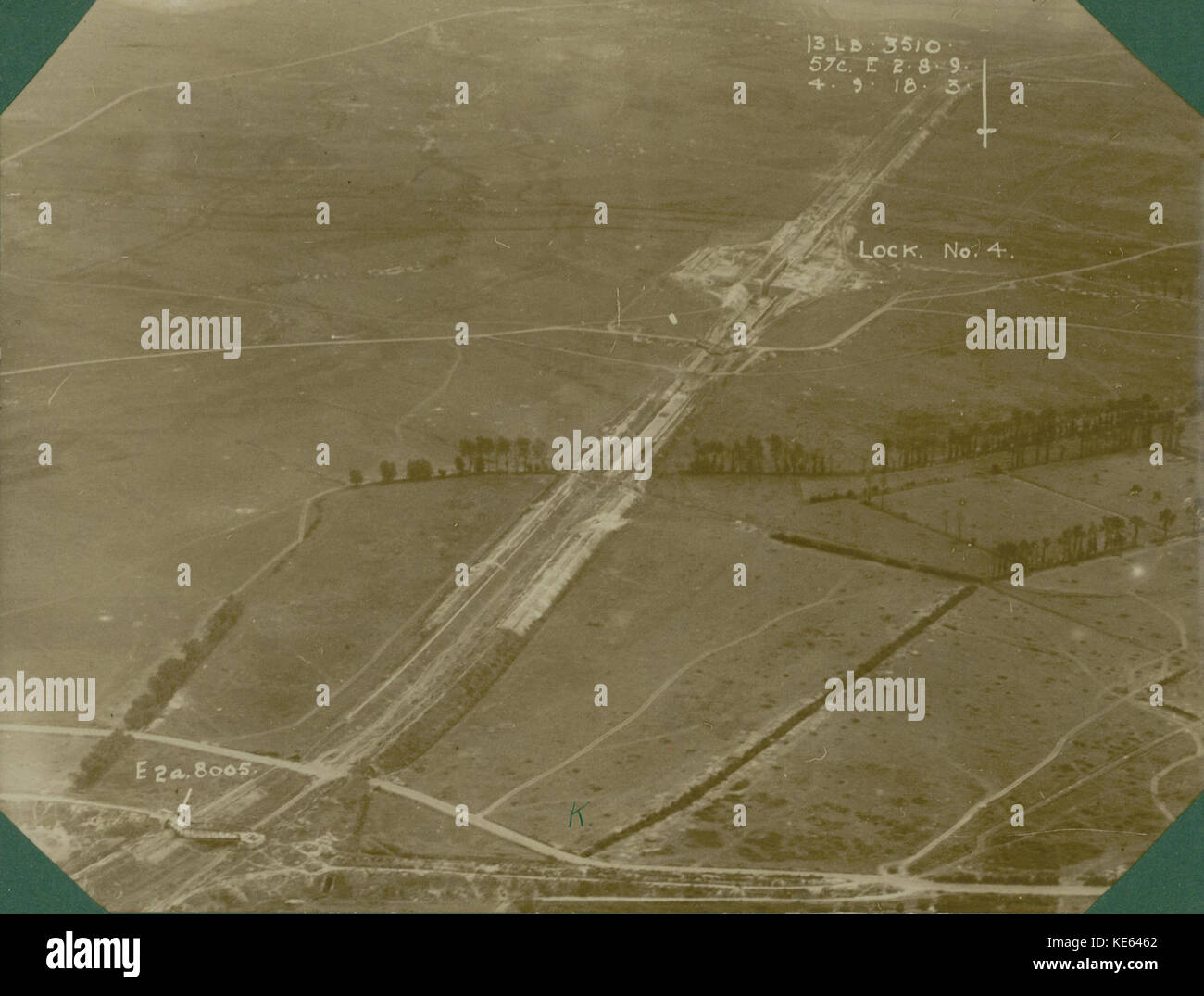 WW1 Aerial photograph Lock no 4 of the Canal du Nord Stock Photo - Alamy